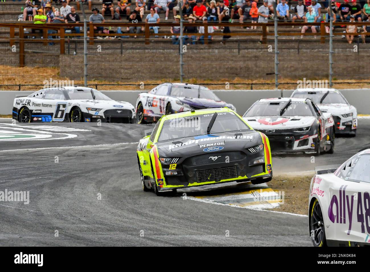 SONOMA, CA - JUNE 12: Ryan Blaney (12) driving a Ford for Team Pensky ...