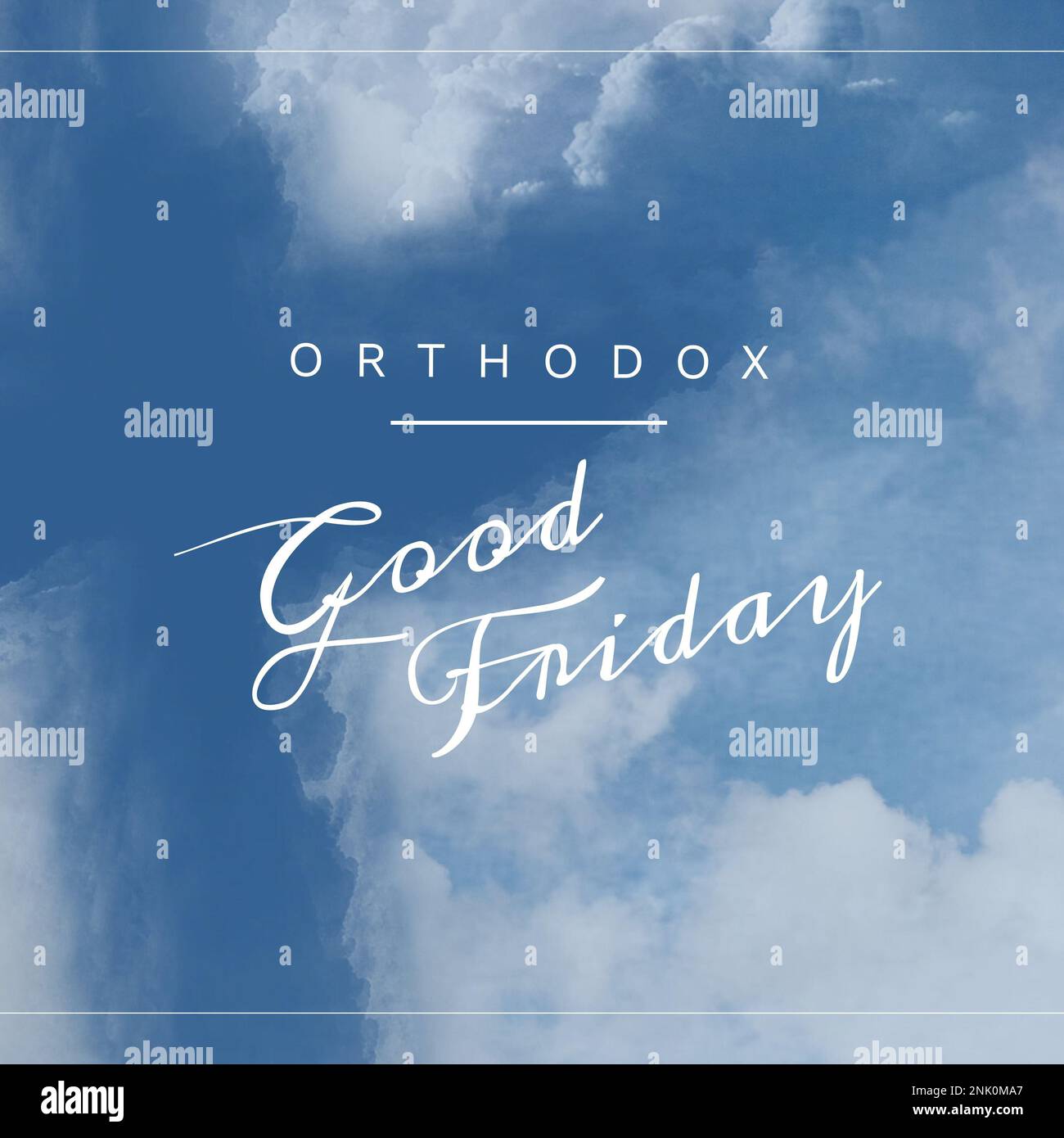 Composition of orthodox good friday text and copy space over clouds on ...