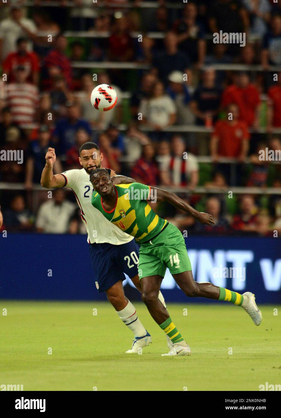 AUSTIN, TX - JUNE 10: Granada player Dejon Noel Williams (14) heads the ...
