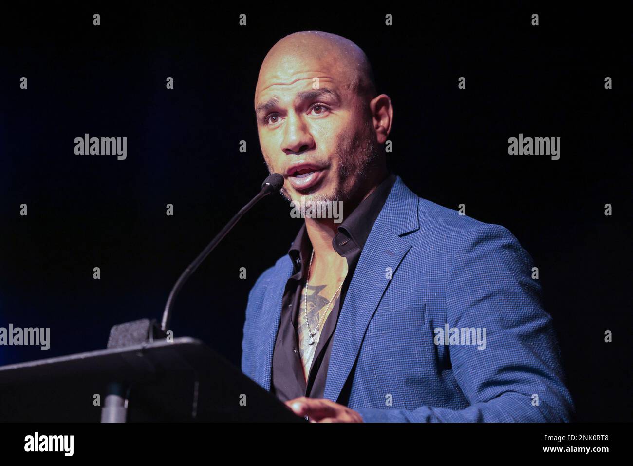 Miguel Cotto gives his acceptance speech during the 2022 International ...