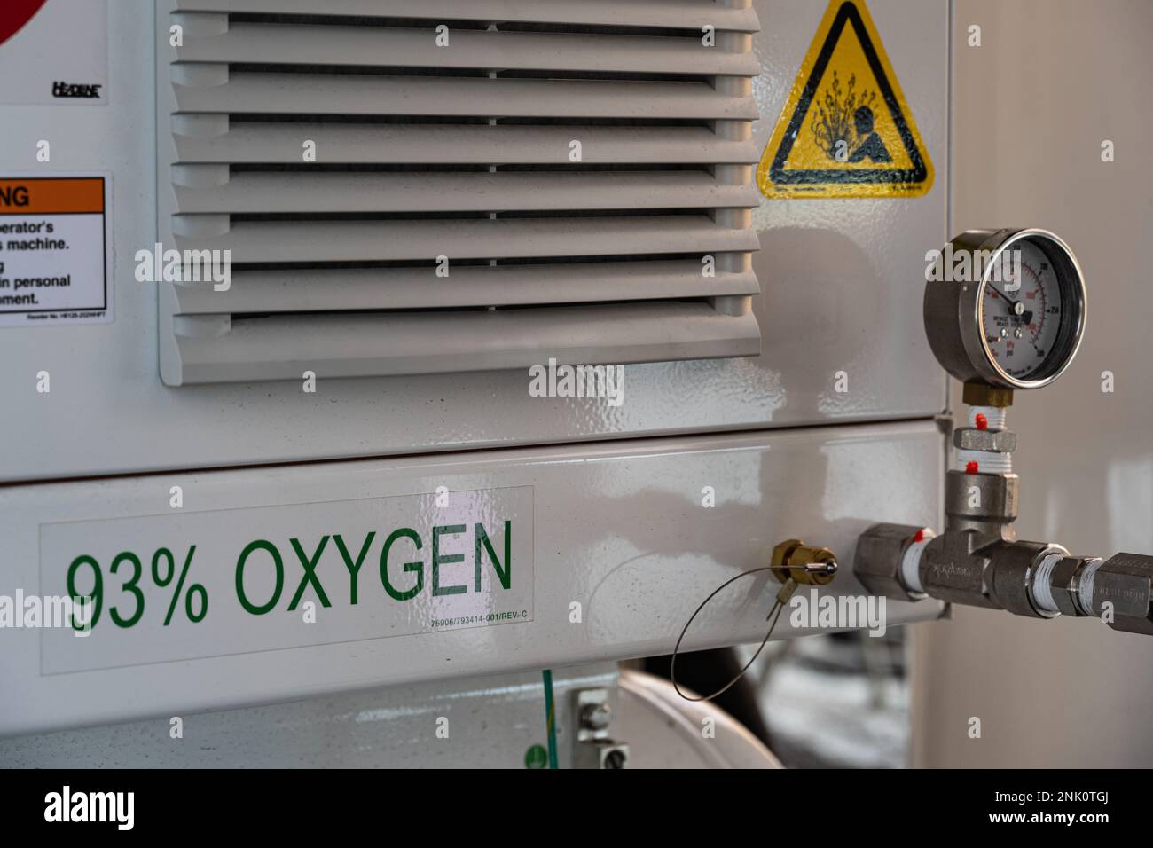 A gauge measures oxygen flow during testing of a Deployable Oxygen ...