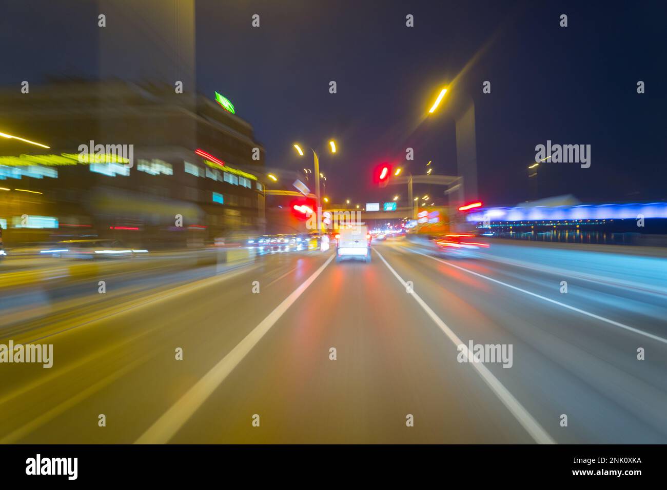 Fast ride in the night city, motion blur Stock Photo - Alamy