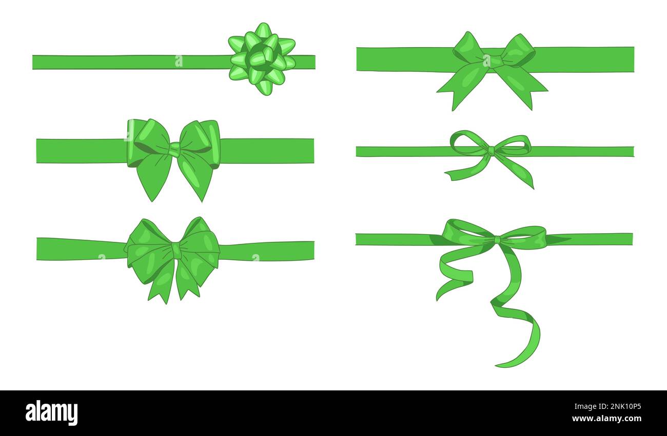 Set of green gift ribbon bows vector illustration Stock Vector Image ...