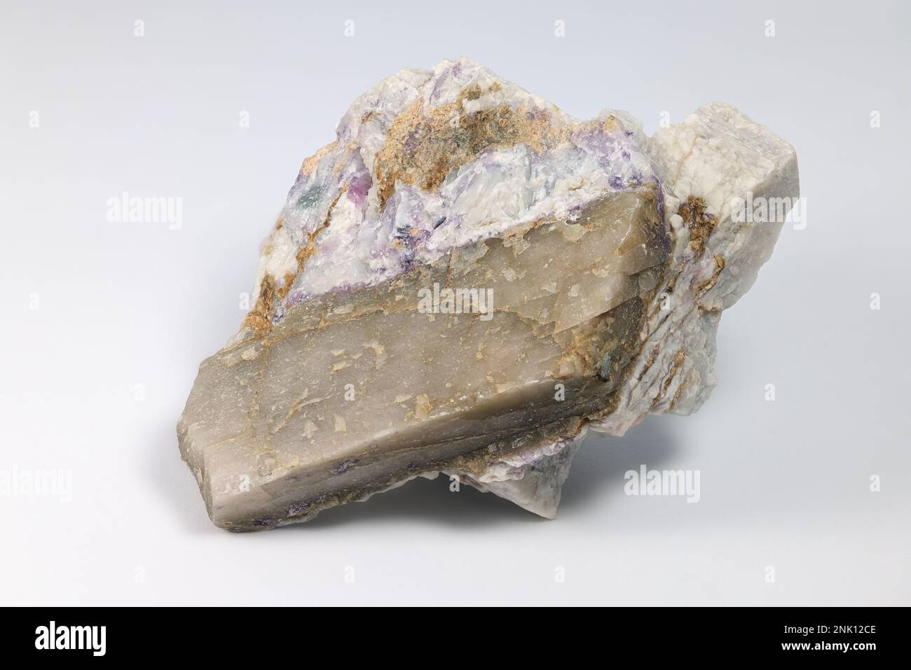 Crystal of major industrial lithium ore spodumene in albite matrix from ...