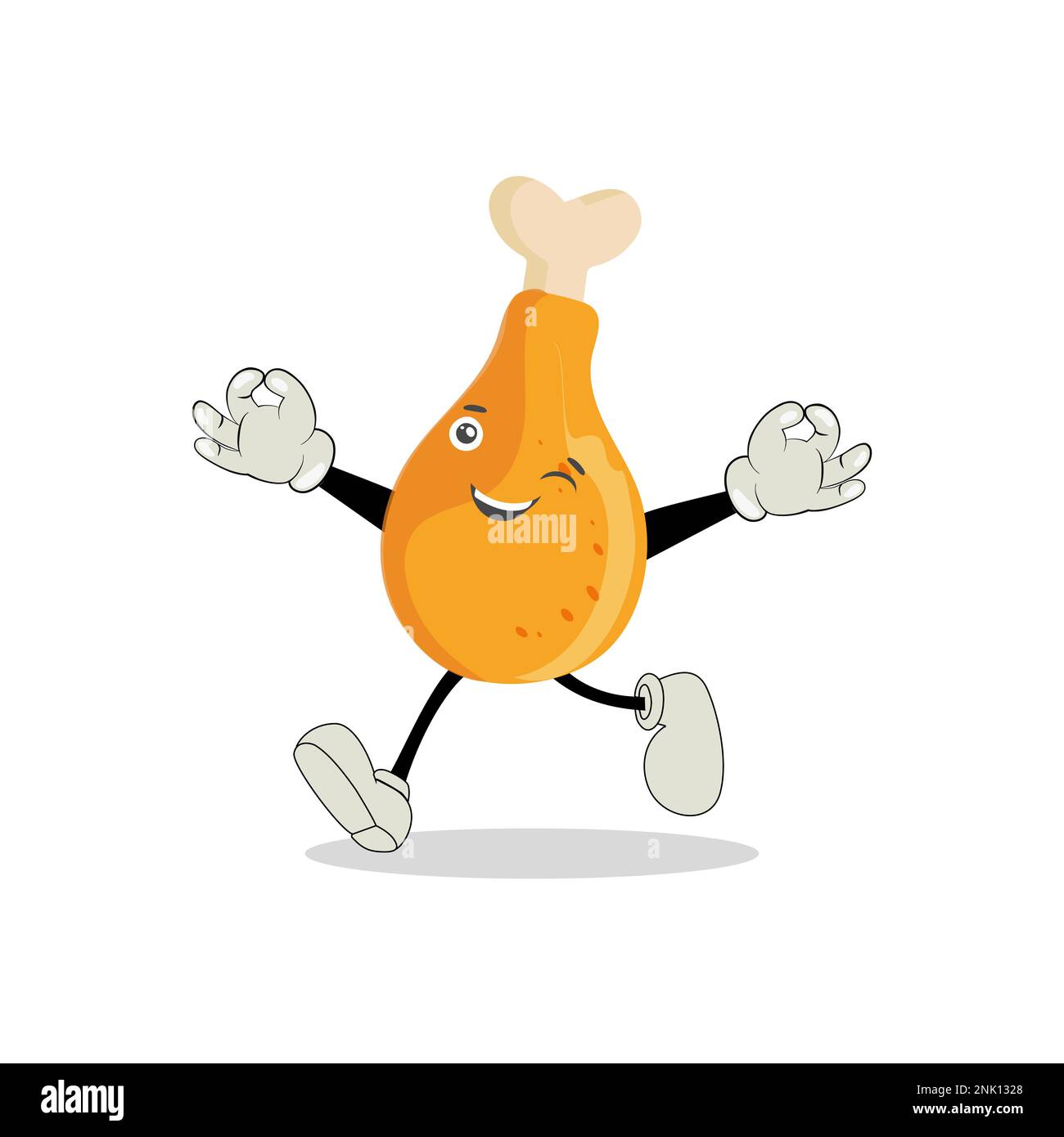 Fried chicken leg cartoon character. Roast chicken leg mascot. Vector ...