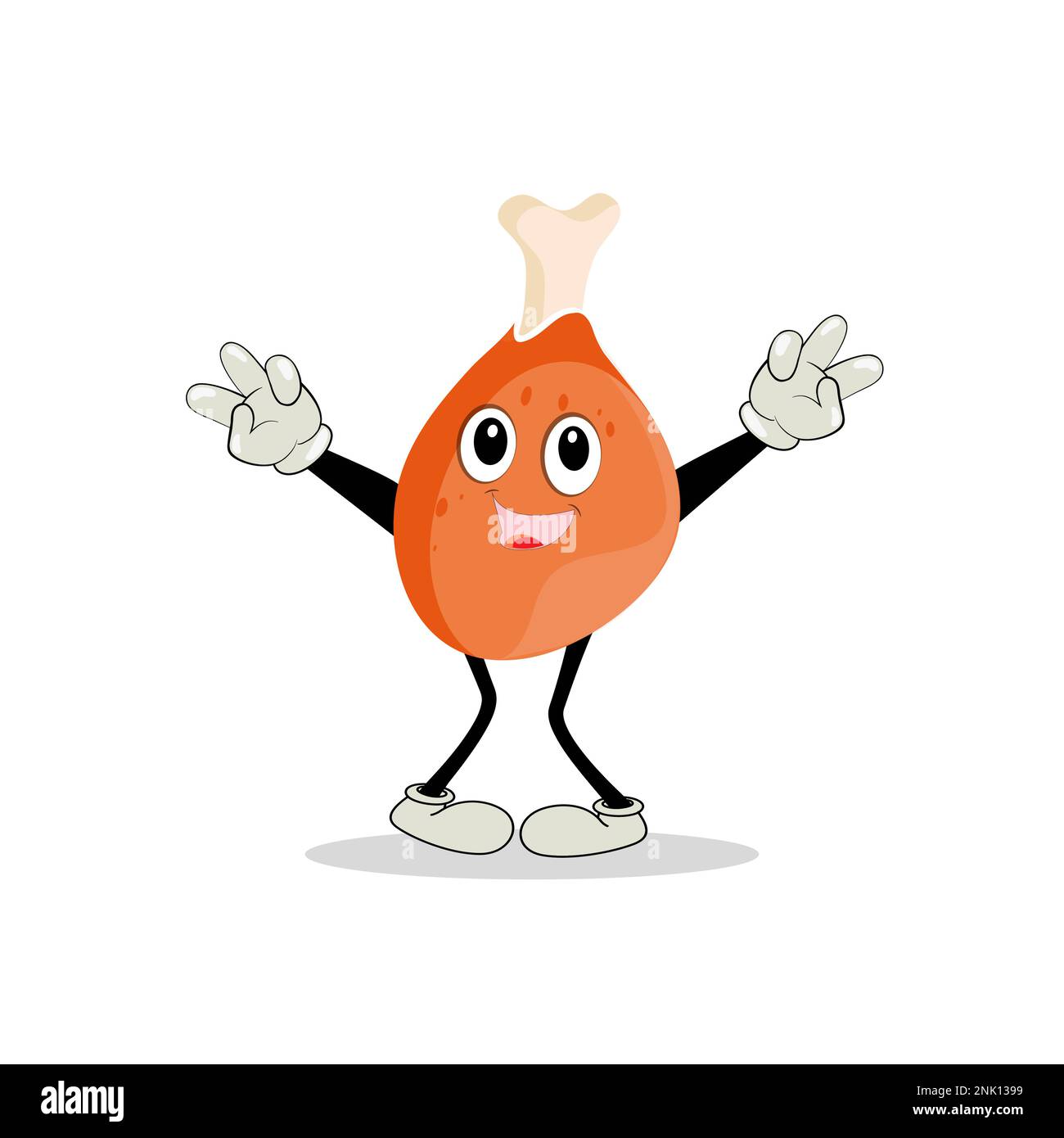 Fried chicken leg cartoon character. Roast chicken leg mascot. Vector ...