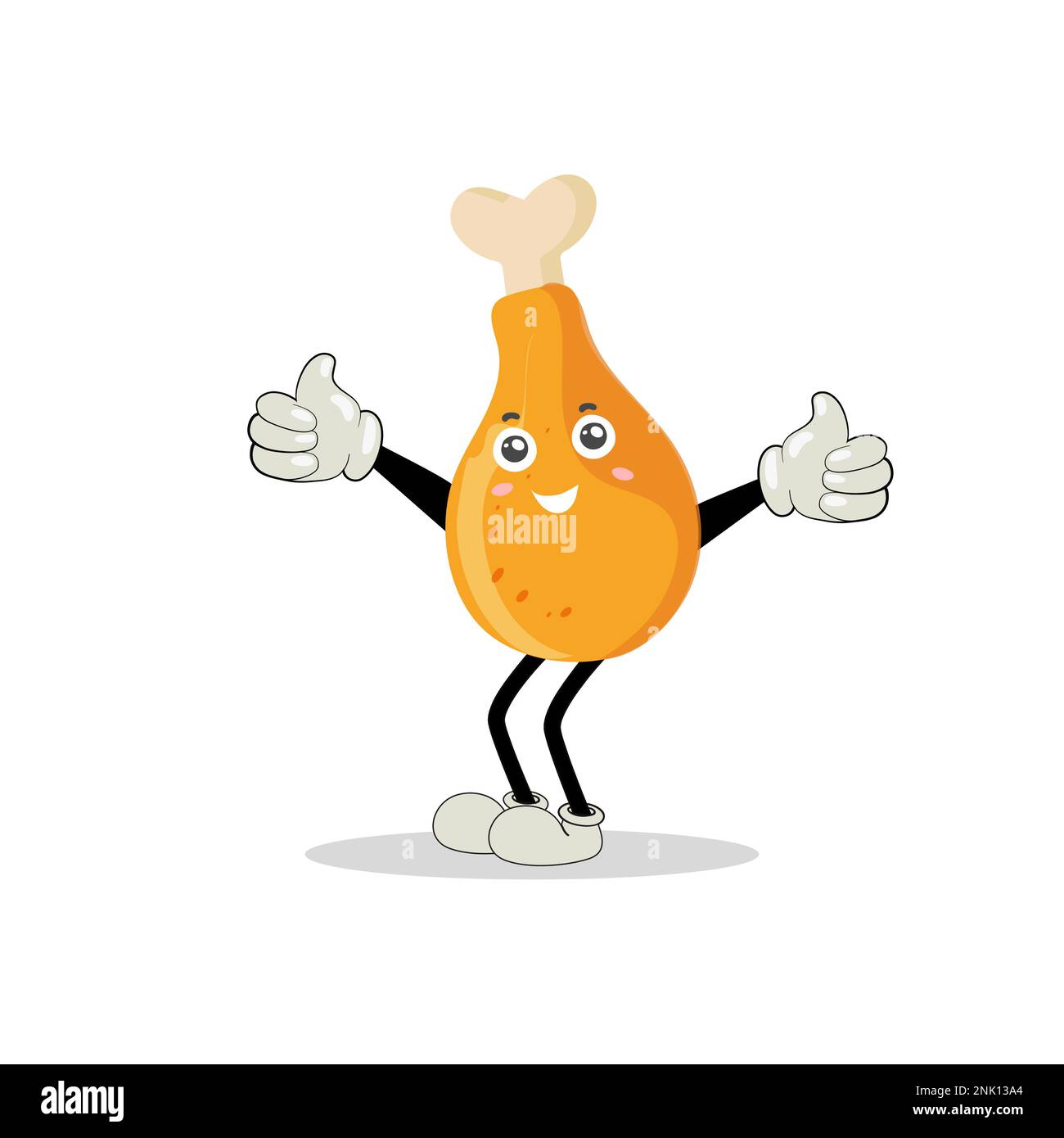 Fried chicken leg cartoon character. Roast chicken leg mascot. Vector ...