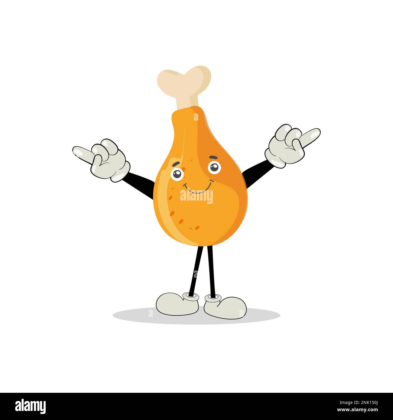 Fried chicken leg cartoon character. Roast chicken leg mascot. Vector ...
