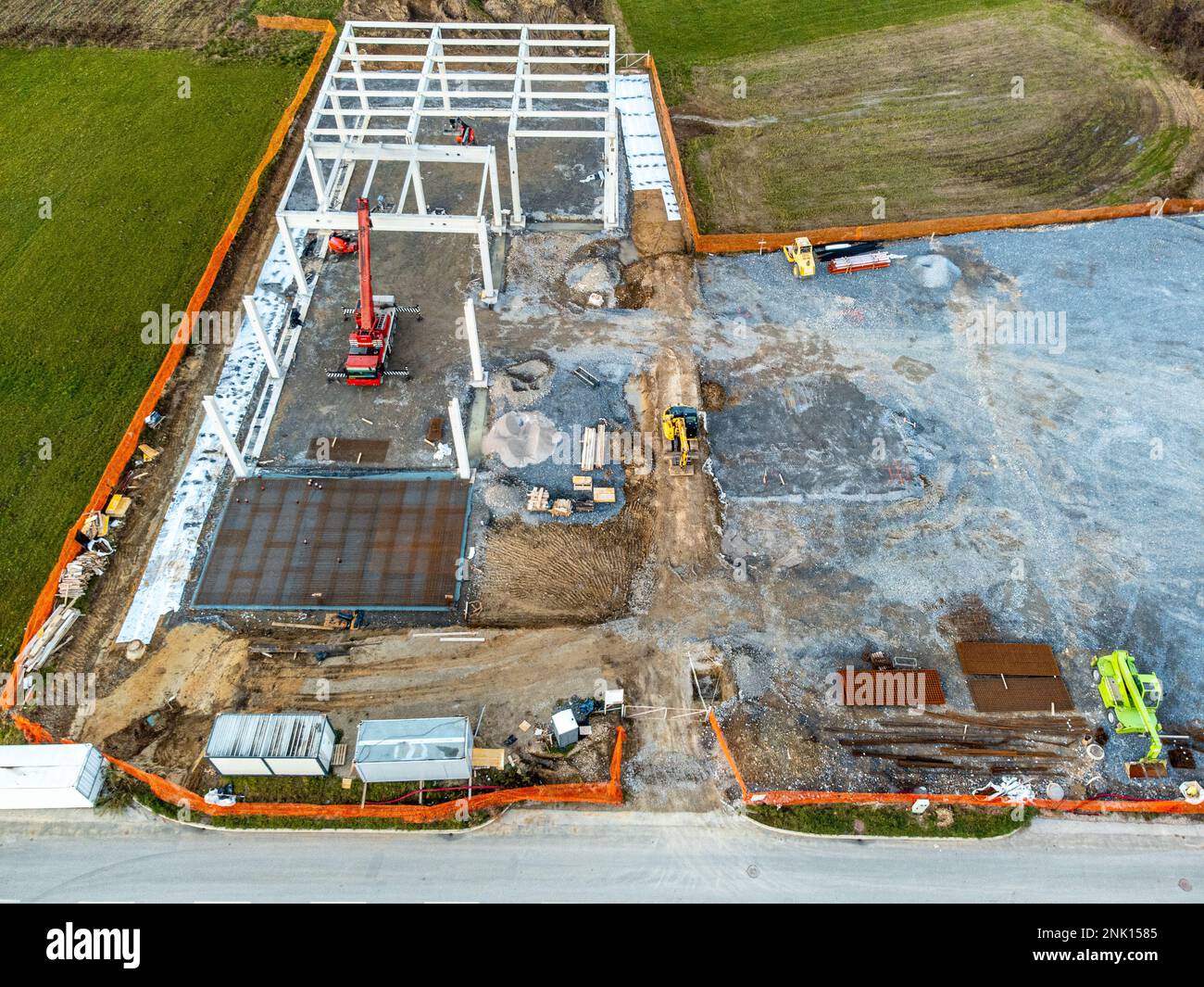 Prefabricated concrete skeleton frame building being constructed ...