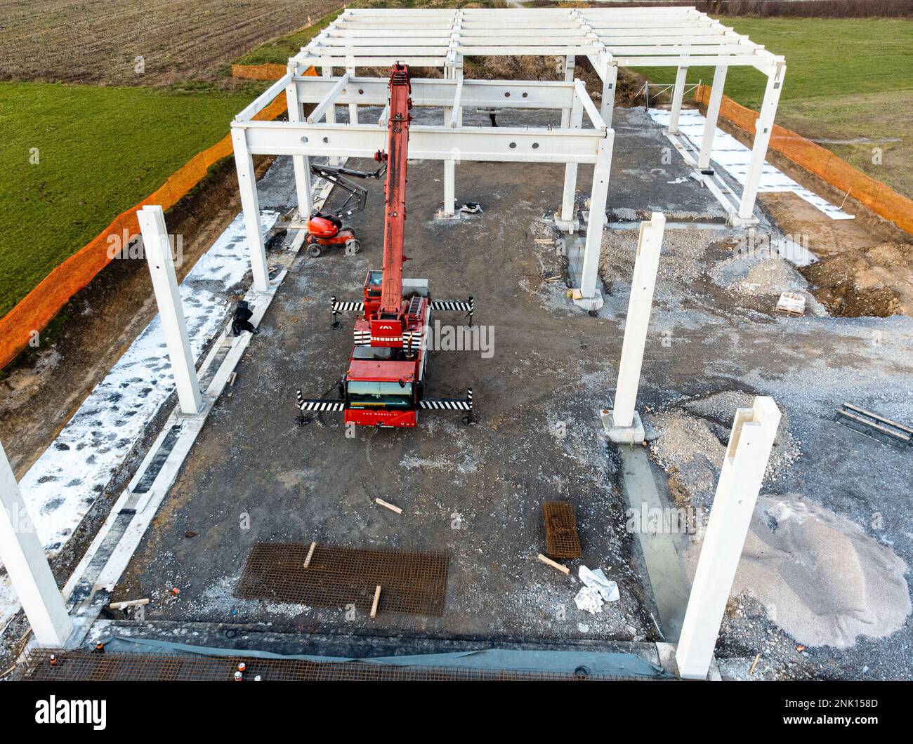 Prefabricated concrete skeleton frame building being constructed ...