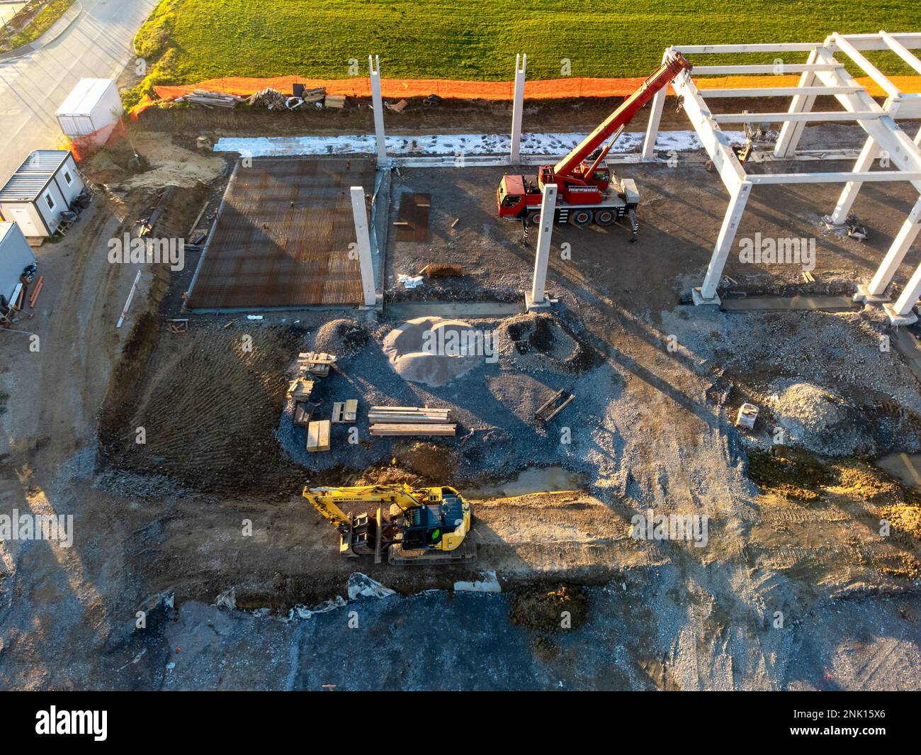Prefabricated concrete skeleton frame building being constructed ...