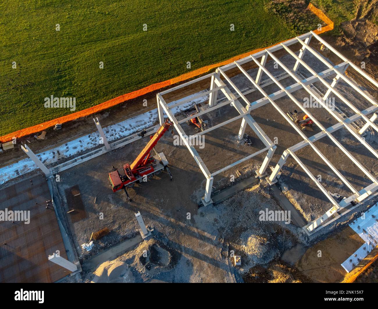Prefabricated concrete skeleton frame building being constructed ...