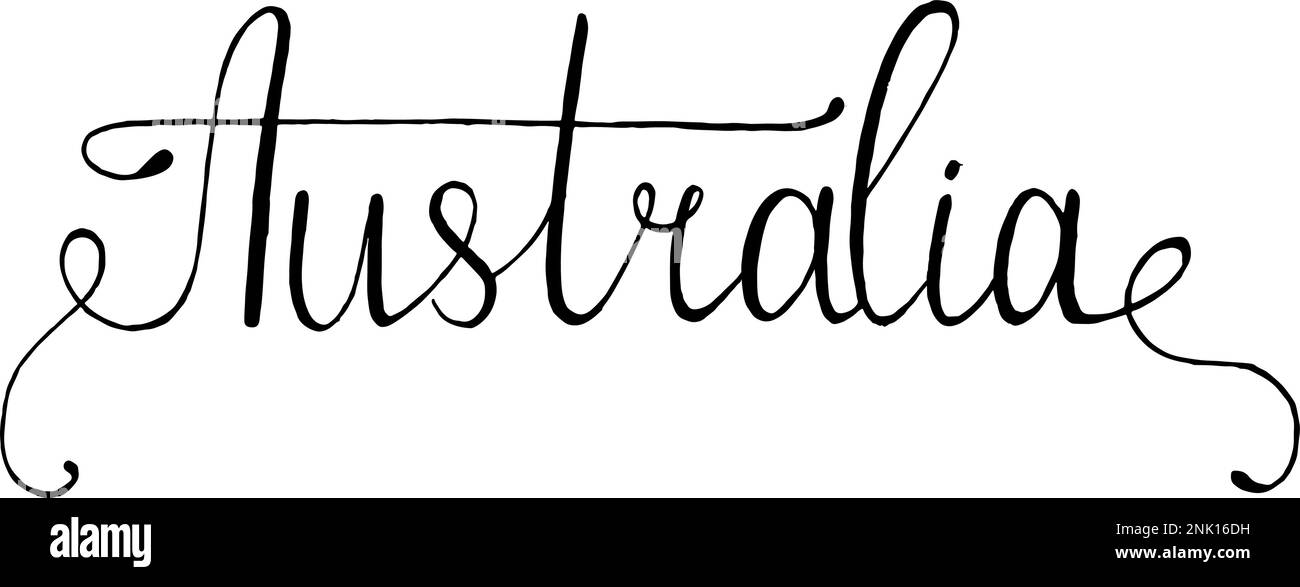 Handwritten inscription Australia. Hand drawn lettering. Calligraphic ...