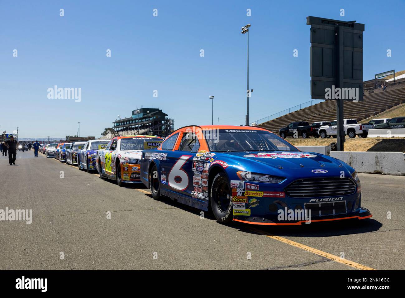 SONOMA, CA - JUNE 11: Cars are lined up to start the ARCA Menards Series West General Tire 200 ...
