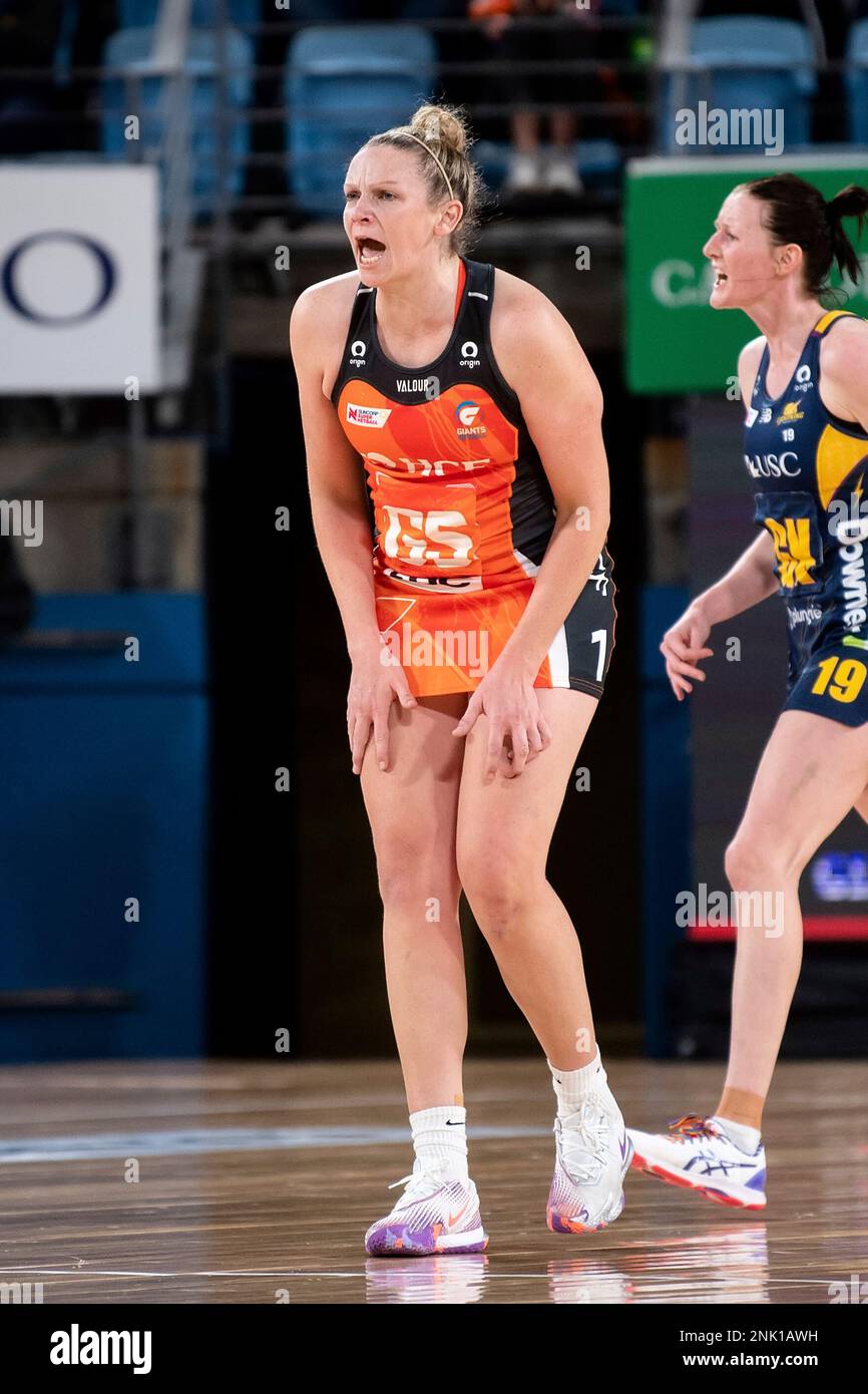 SYDNEY, AUSTRALIA - JUNE 11: Jo Harten of the Giants Netball calls out ...