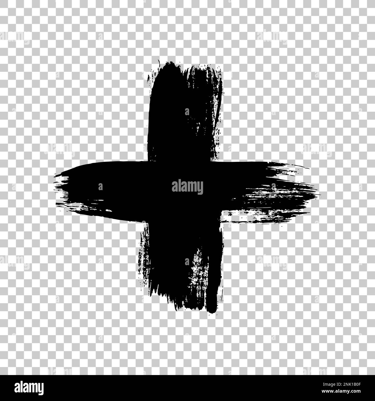Hand drawn cross. Grunge cross. Cross made with brush stroke on ...