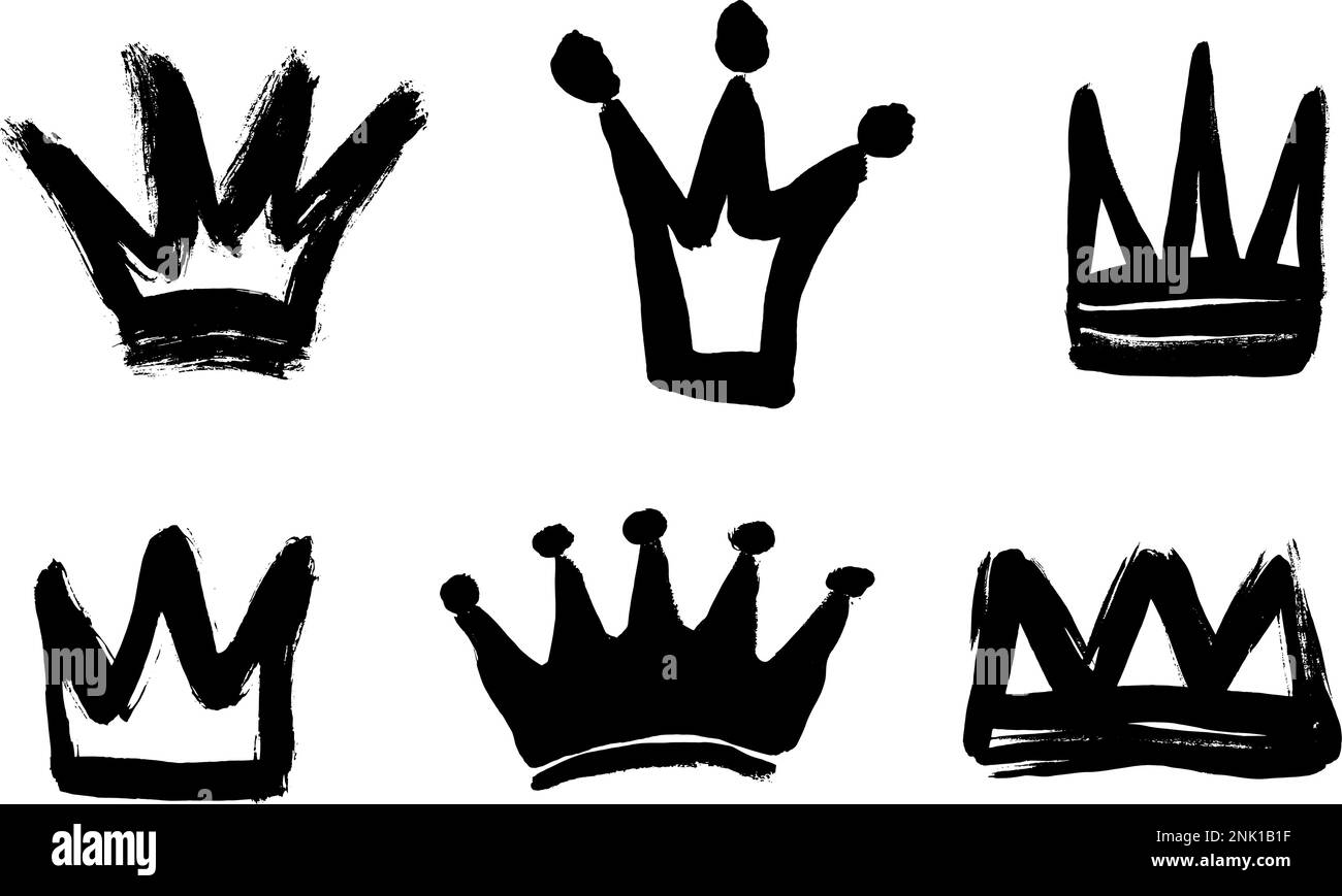 Set texture strokes thick paint in the form of a crown isolated on ...