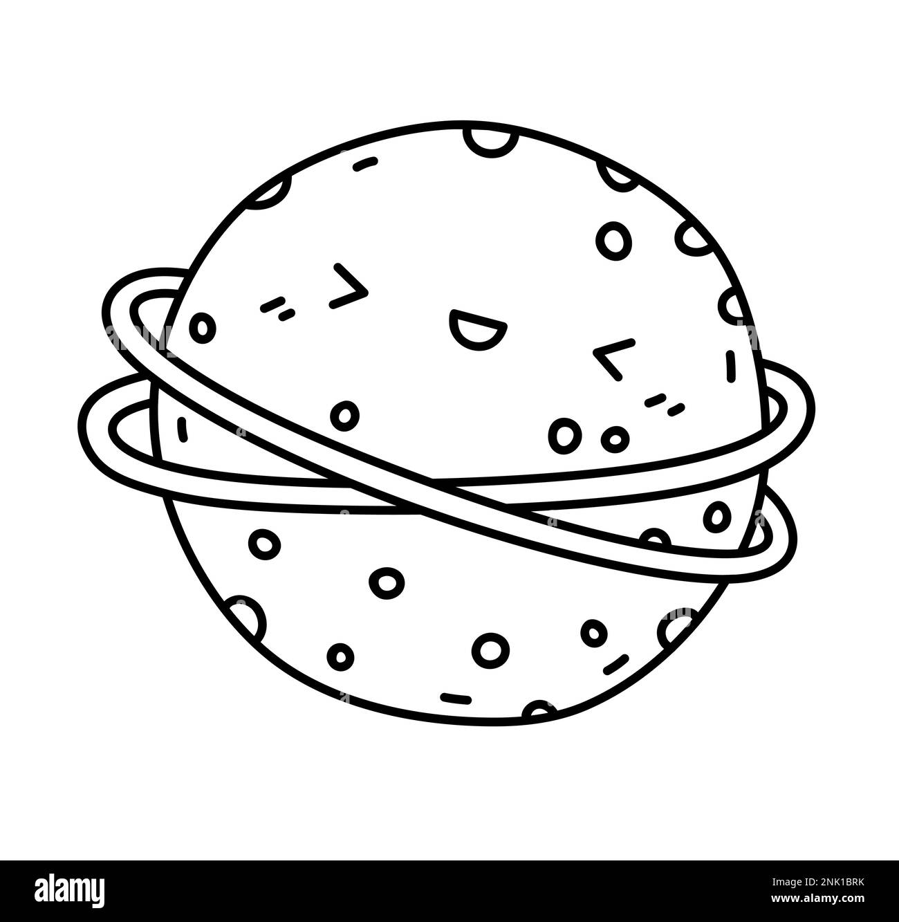 Cute smiling planet isolated on white background. Vector hand-drawn ...