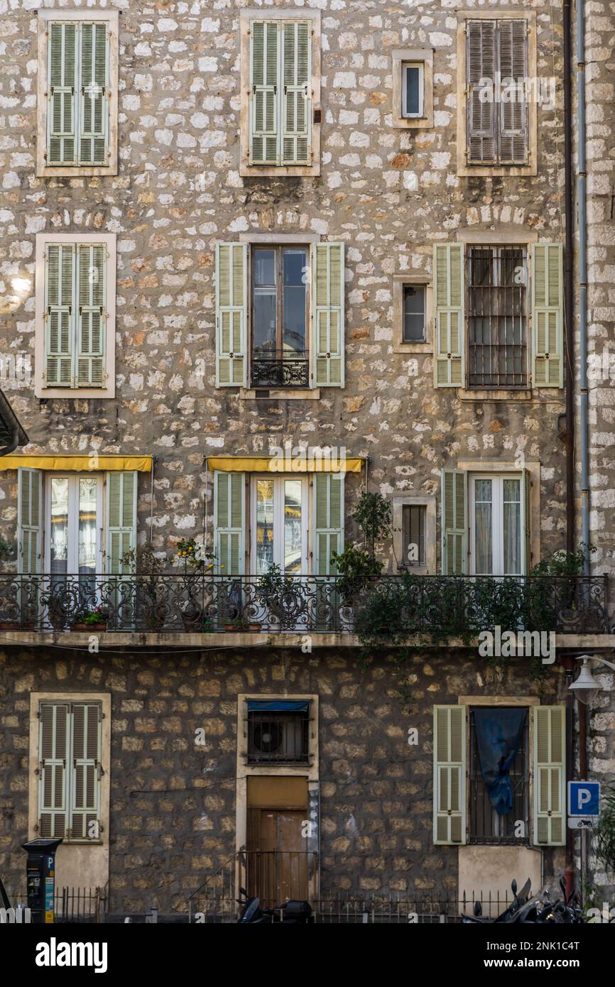 Old NIce Architecture, windows and doors, stone exterior, NIce France ...