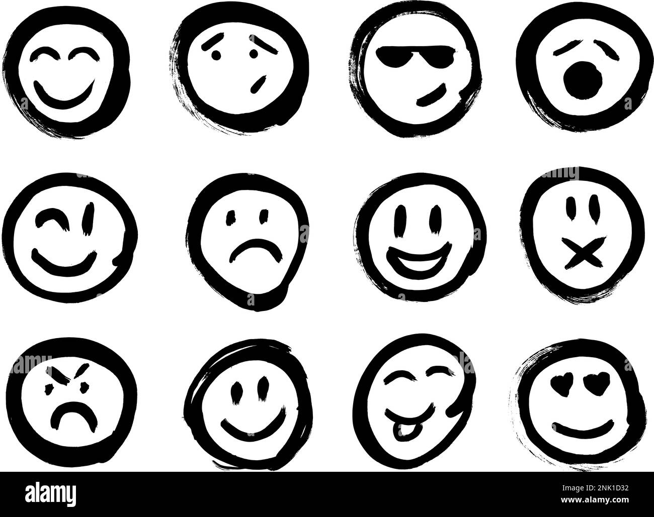 Set of Emoticons. Set of Emoji. Isolated vector illustration on white ...