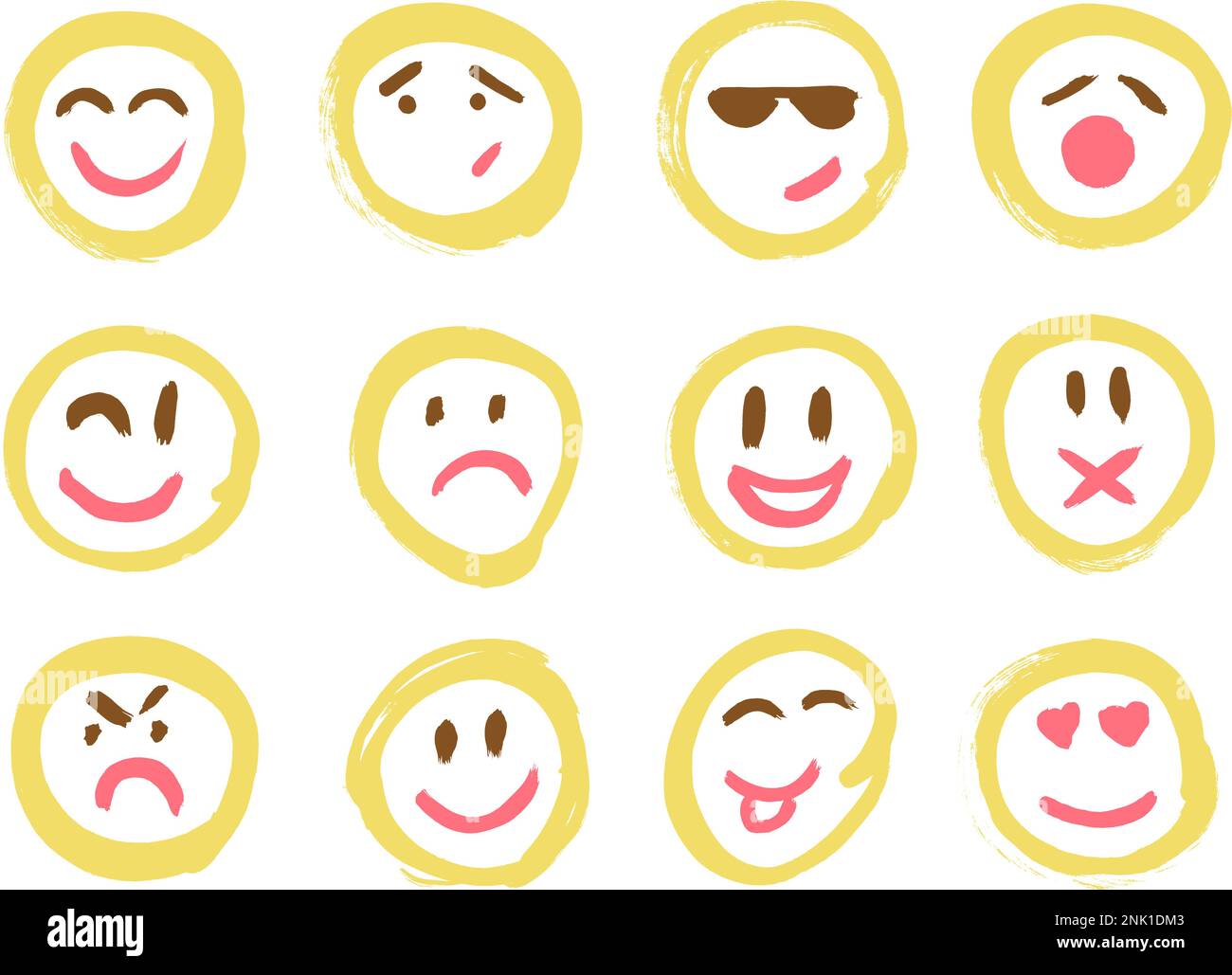 Set of Emoticons. Set of Emoji. Isolated vector illustration on white ...