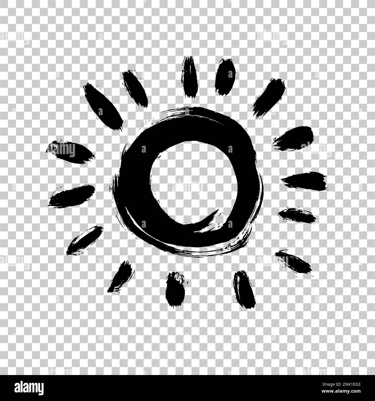 Painted sun icon. Yellow colour. Grunge design element for weather ...