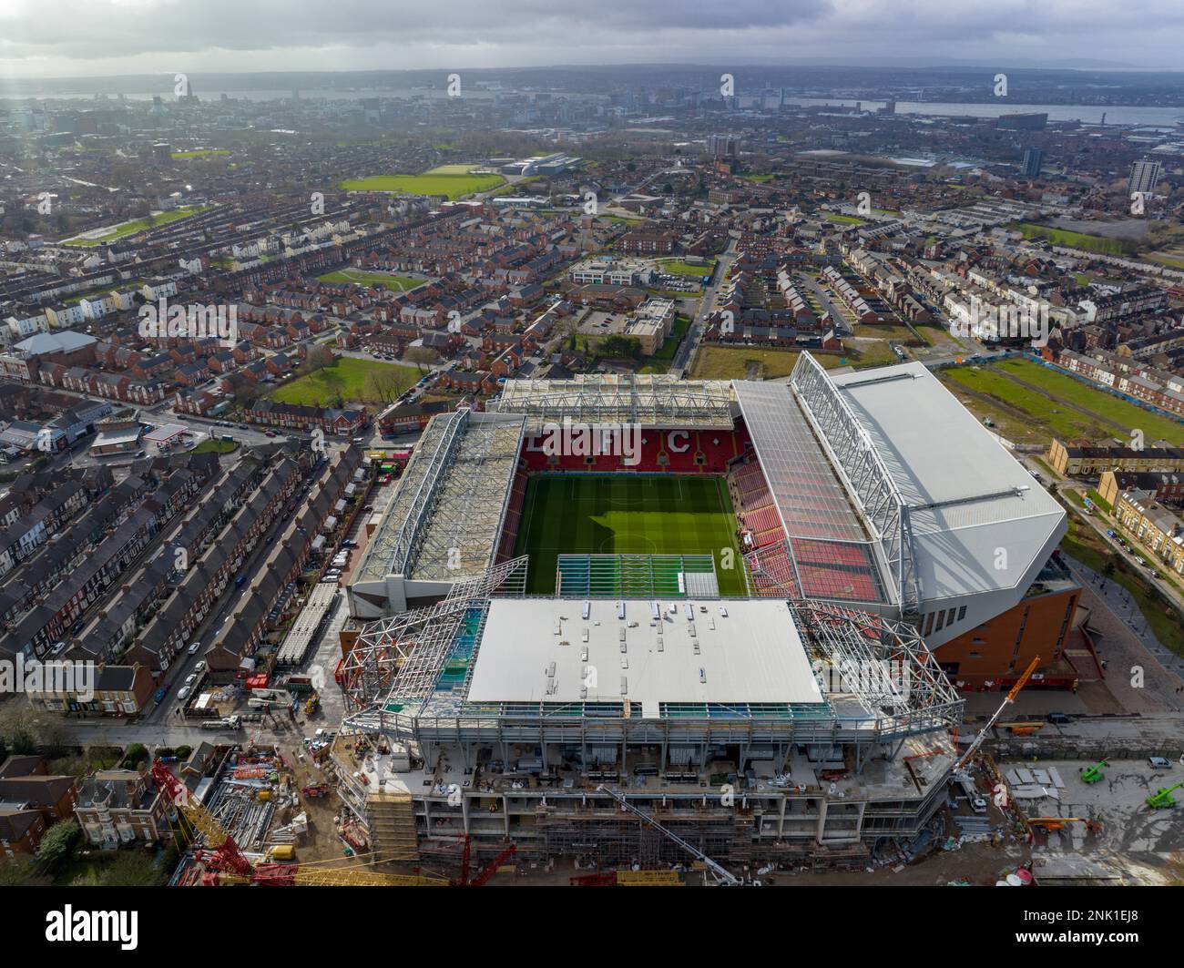 Aerial Drone Of the Fantastic Home of Liverpool Football Club, Anfield ...