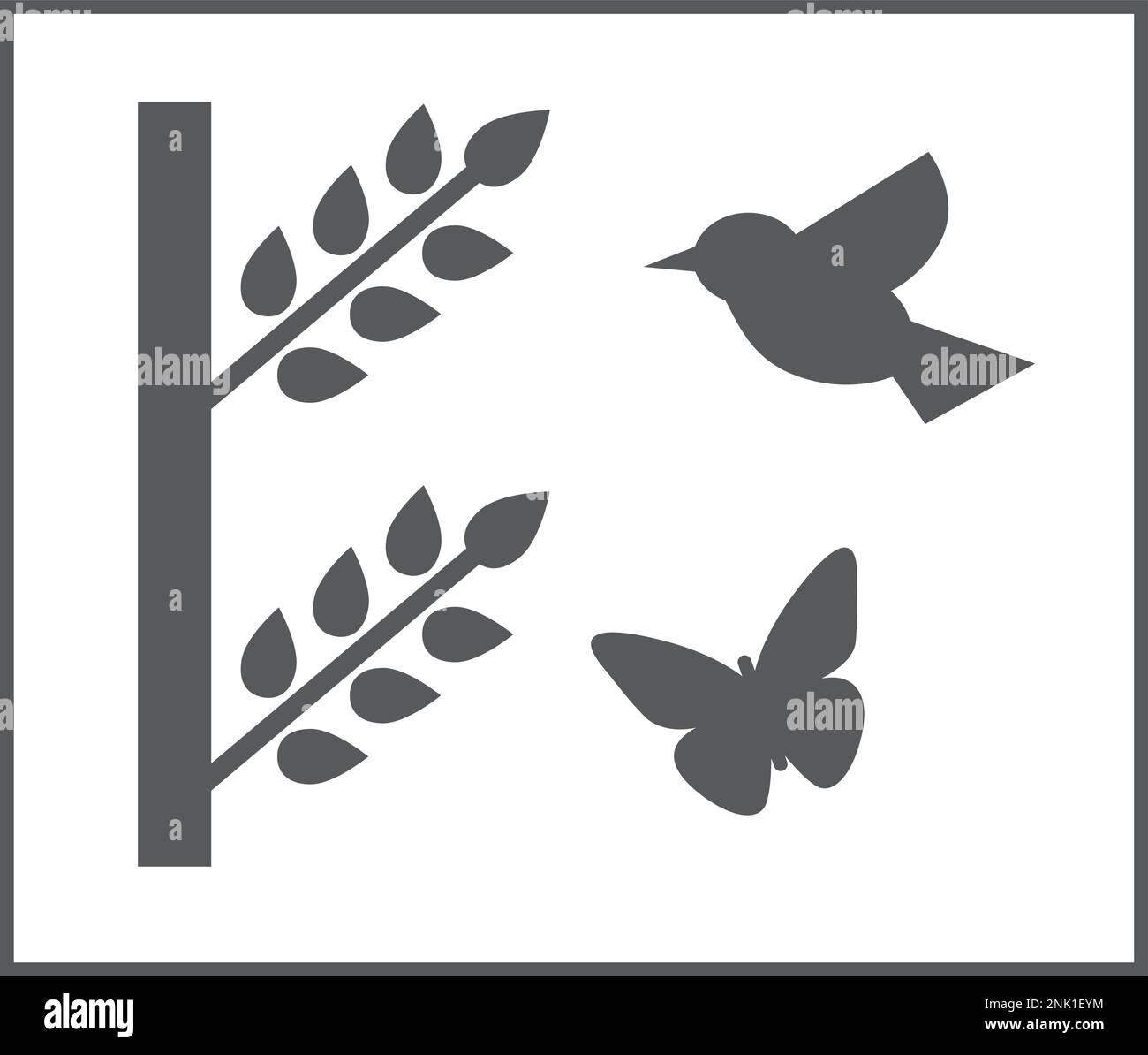 Pictogram for facade greening to give the birds safety and food Stock ...