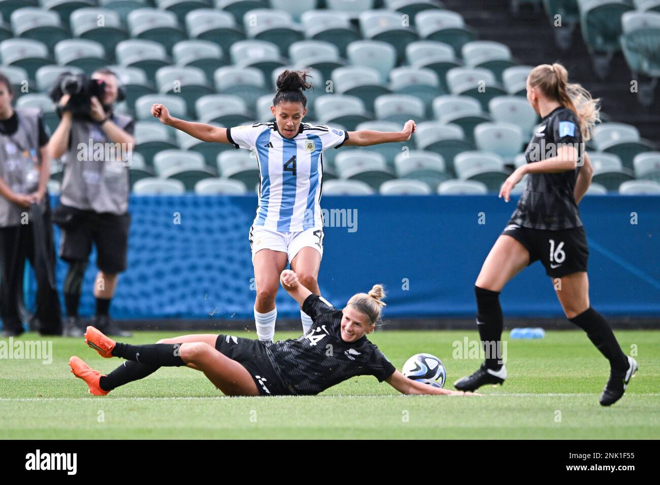 Julieta Cruz (back) of New Zealand National Women's soccer team and CJ ...