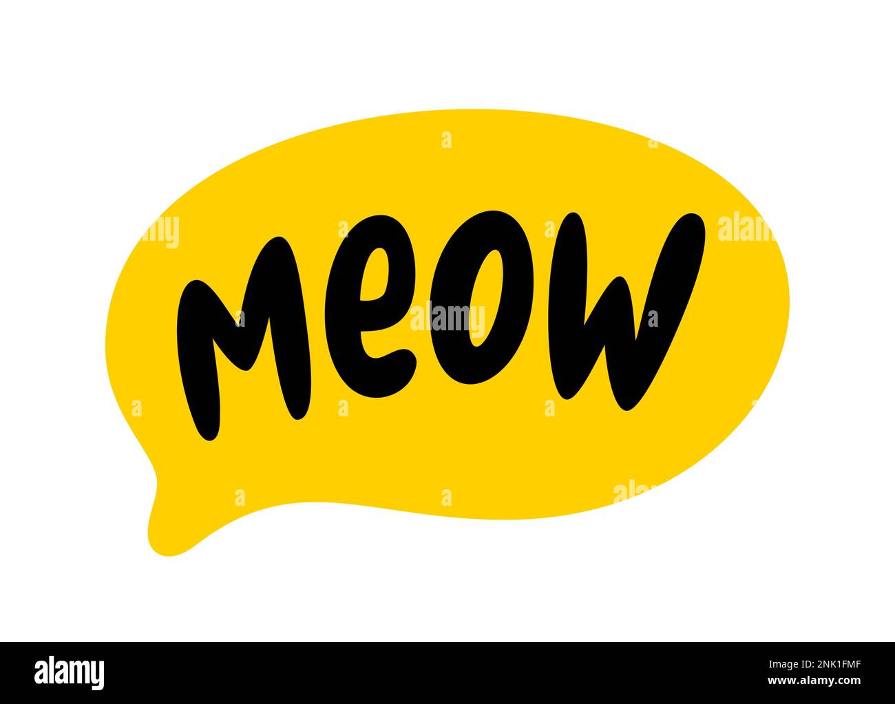 MEOW speech bubble. Meow text. Hand drawn quote. Cat sound hand lettering. Doodle phrase. Vector ...