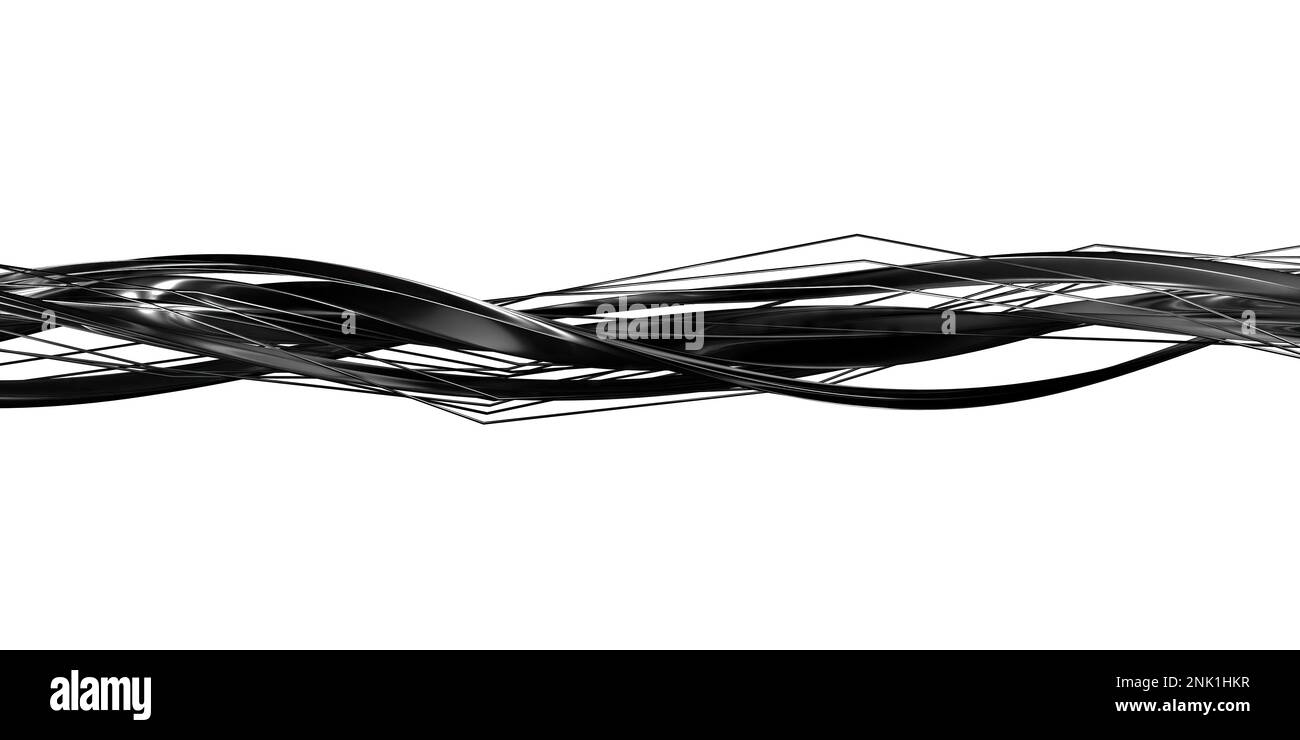 Silver isolated twisted metal curves abstract dramatic modern luxury 3D rendering graphic design ...