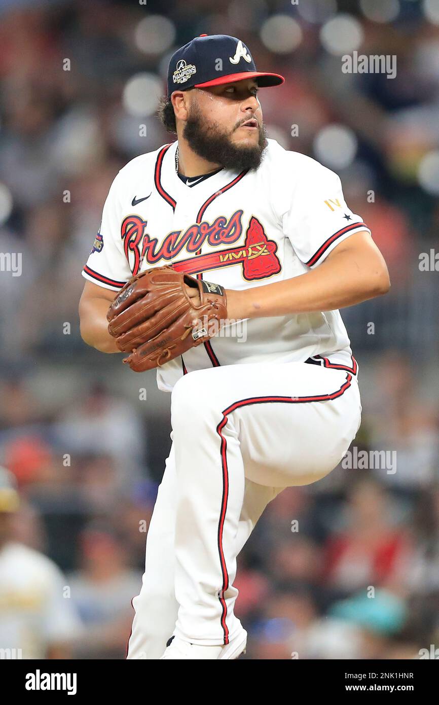 ATLANTA, GA - JUNE 08: Jesus Cruz #49 of the Atlanta Braves delivers a ...
