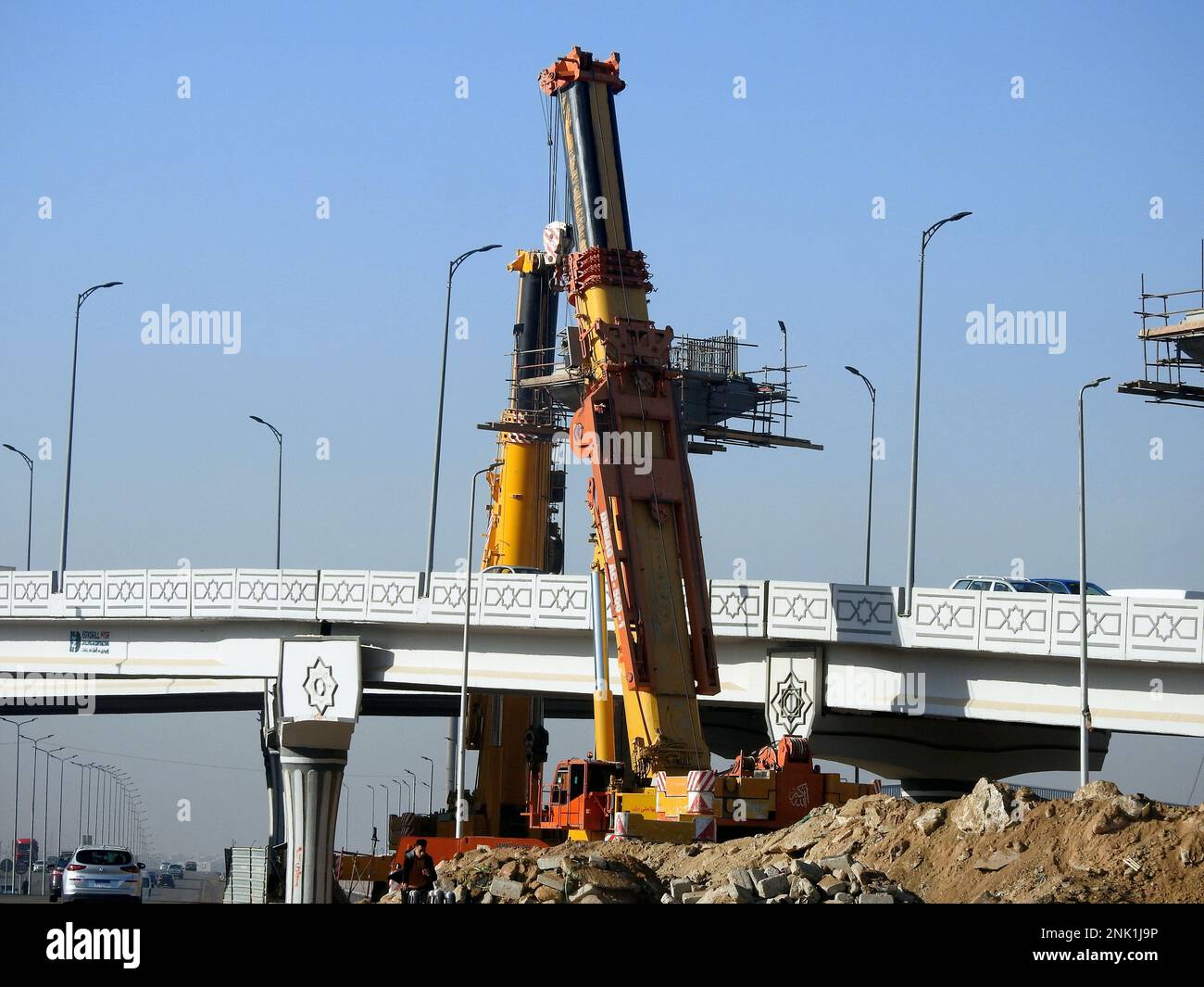 Cairo, Egypt, February 16 2023: Construction site of new Cairo monorail ...