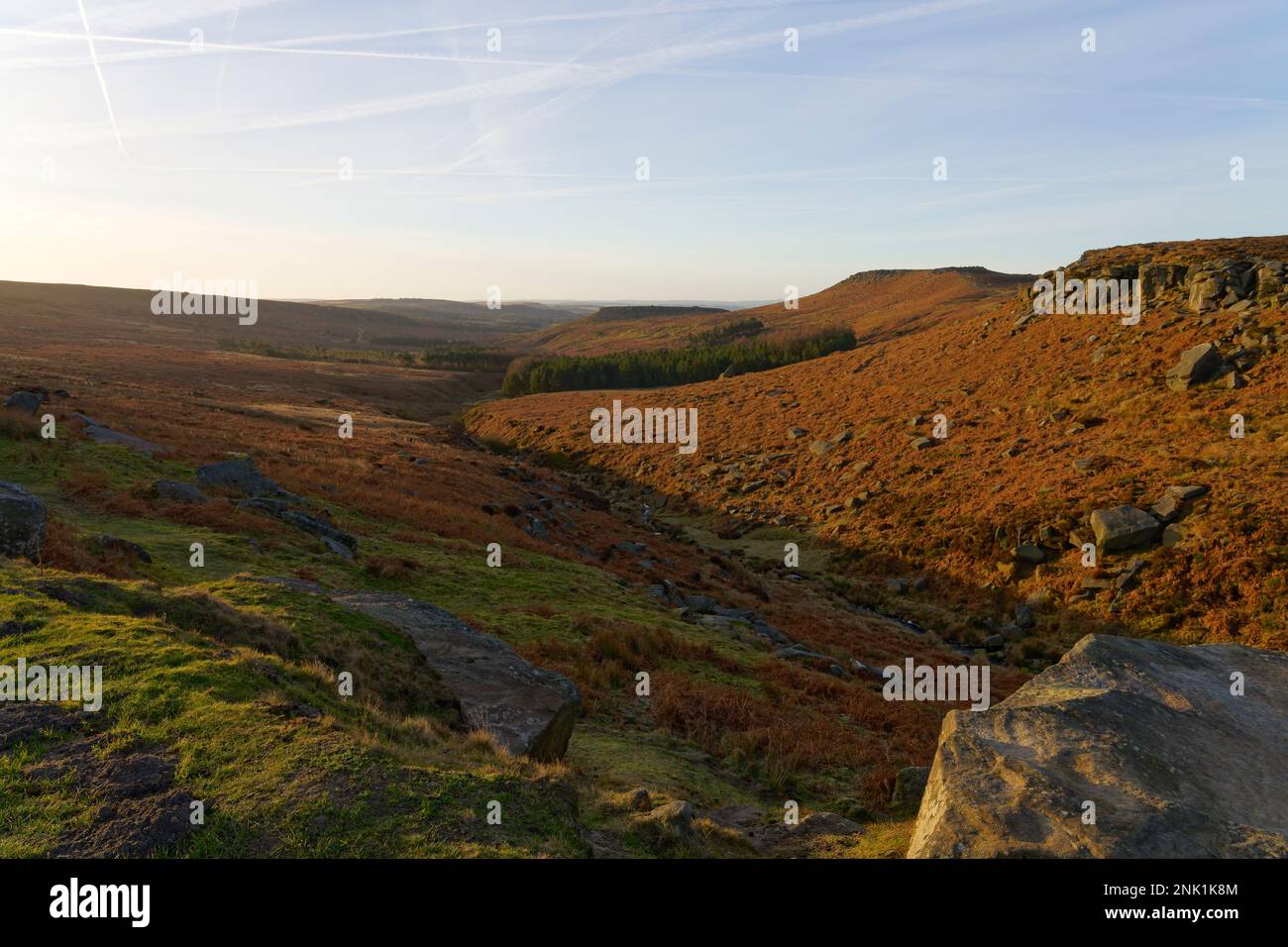 Down Burbage Valley, past Higger Tor and the bronze age Carl Wark fort ...