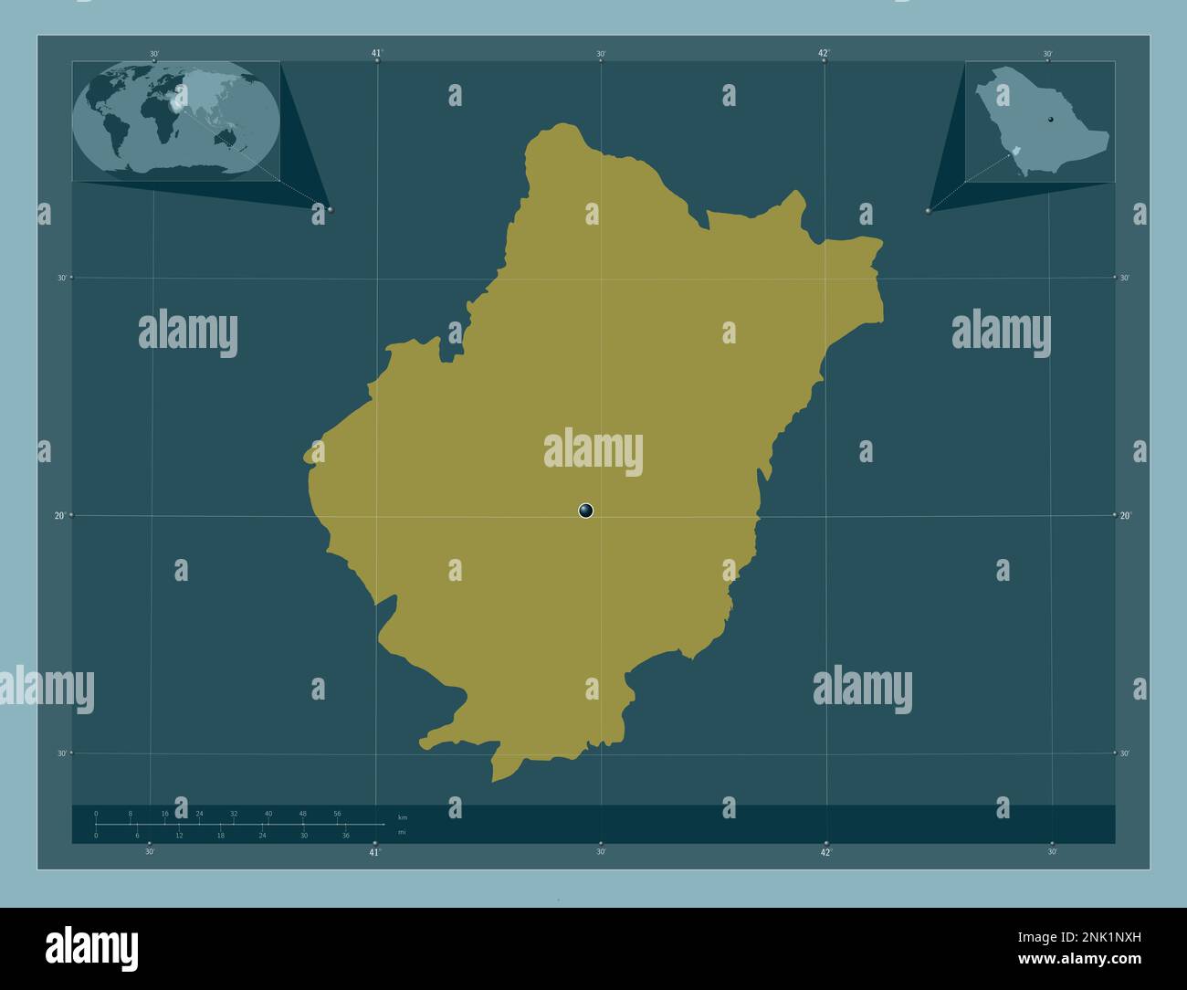 Al Bahah, region of Saudi Arabia. Solid color shape. Corner auxiliary ...