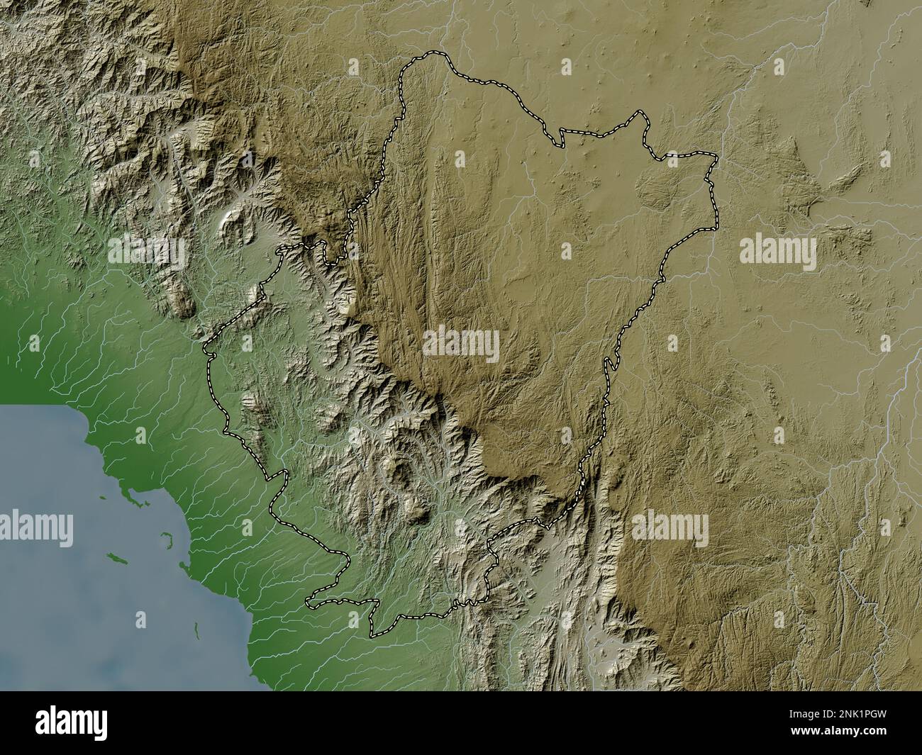 Al Bahah, region of Saudi Arabia. Elevation map colored in wiki style ...