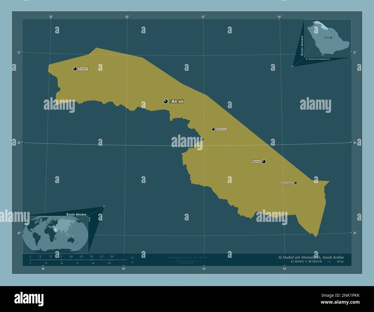 Al Hudud ash Shamaliyah, region of Saudi Arabia. Solid color shape ...