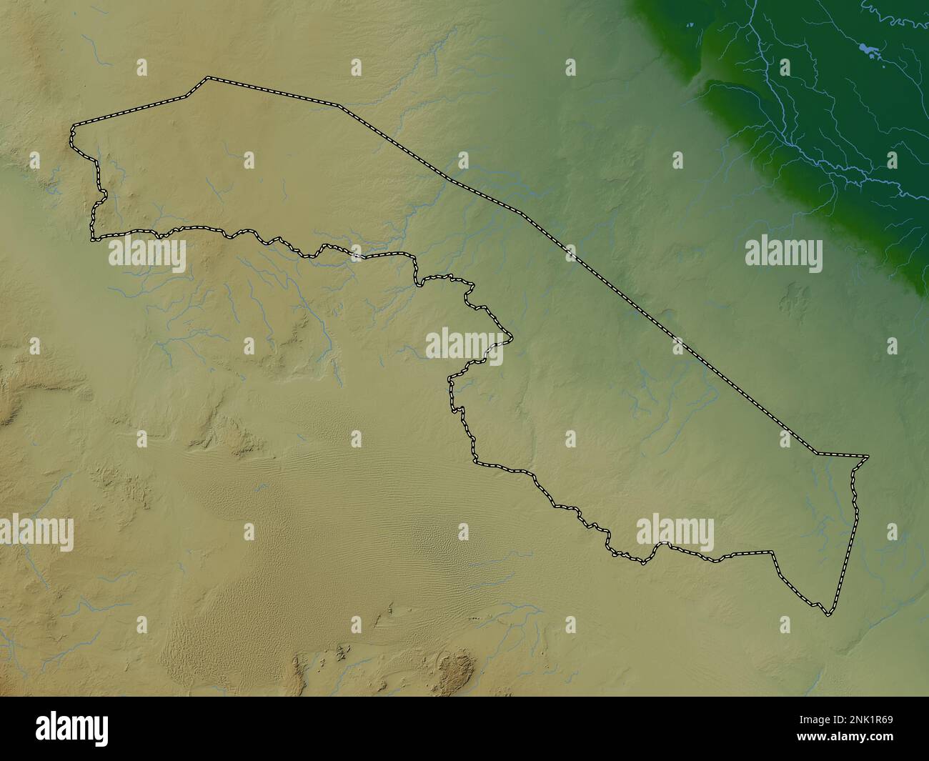 Al Hudud ash Shamaliyah, region of Saudi Arabia. Colored elevation map ...