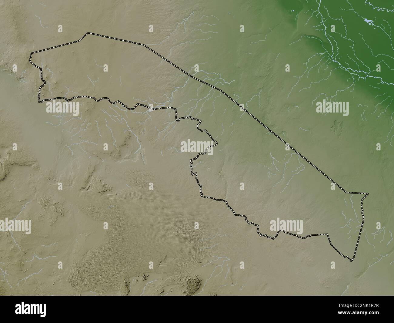 Al Hudud ash Shamaliyah, region of Saudi Arabia. Elevation map colored ...