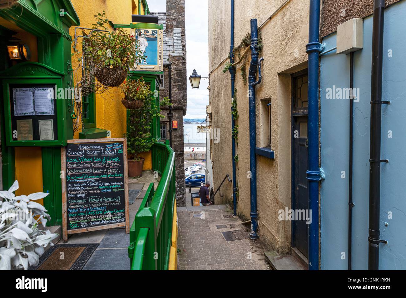 narrow lane in Tenby, Pembrokeshire, Wales, homes, houses, terrace ...