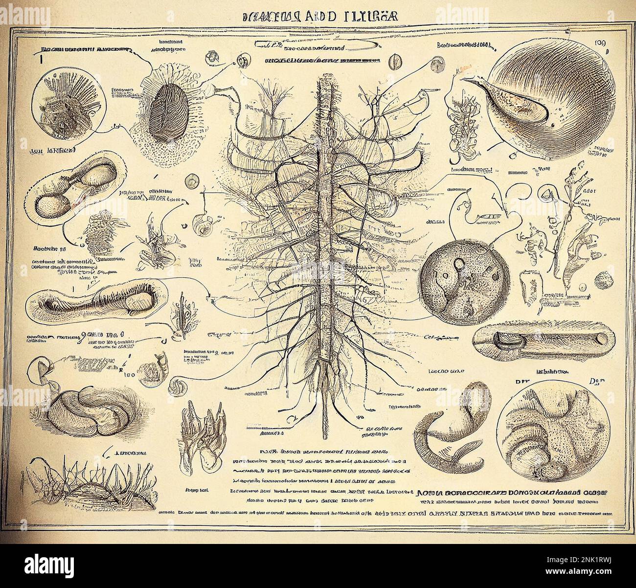 Antique vintage medical illustration bacteria hi-res stock photography ...