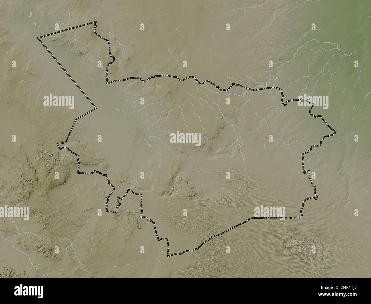 Al Jawf, region of Saudi Arabia. Elevation map colored in wiki style ...