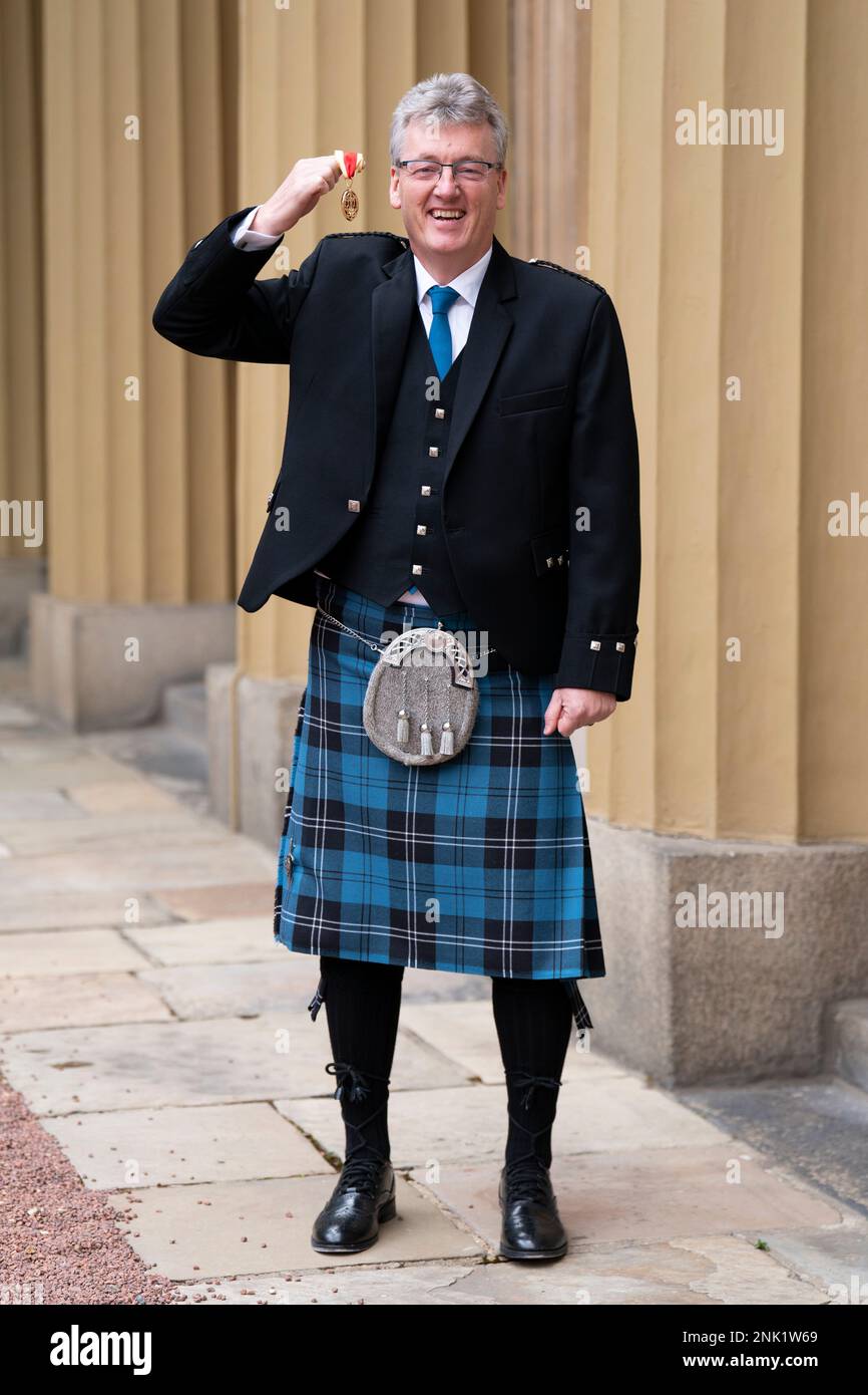 Sir David MacMillan after being made a Knight Bachelor during an ...