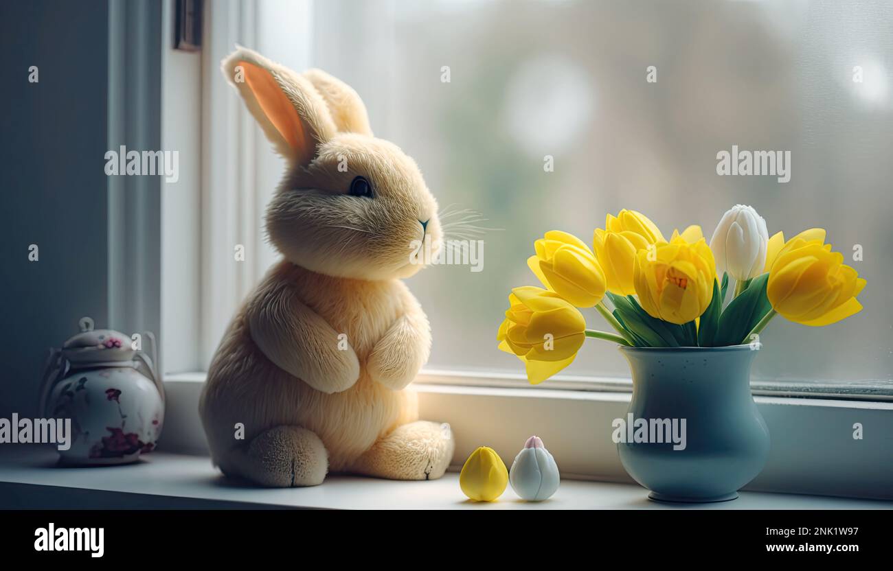 Cute adorable old-fashioned soft plush bunny toy Stock Photo - Alamy