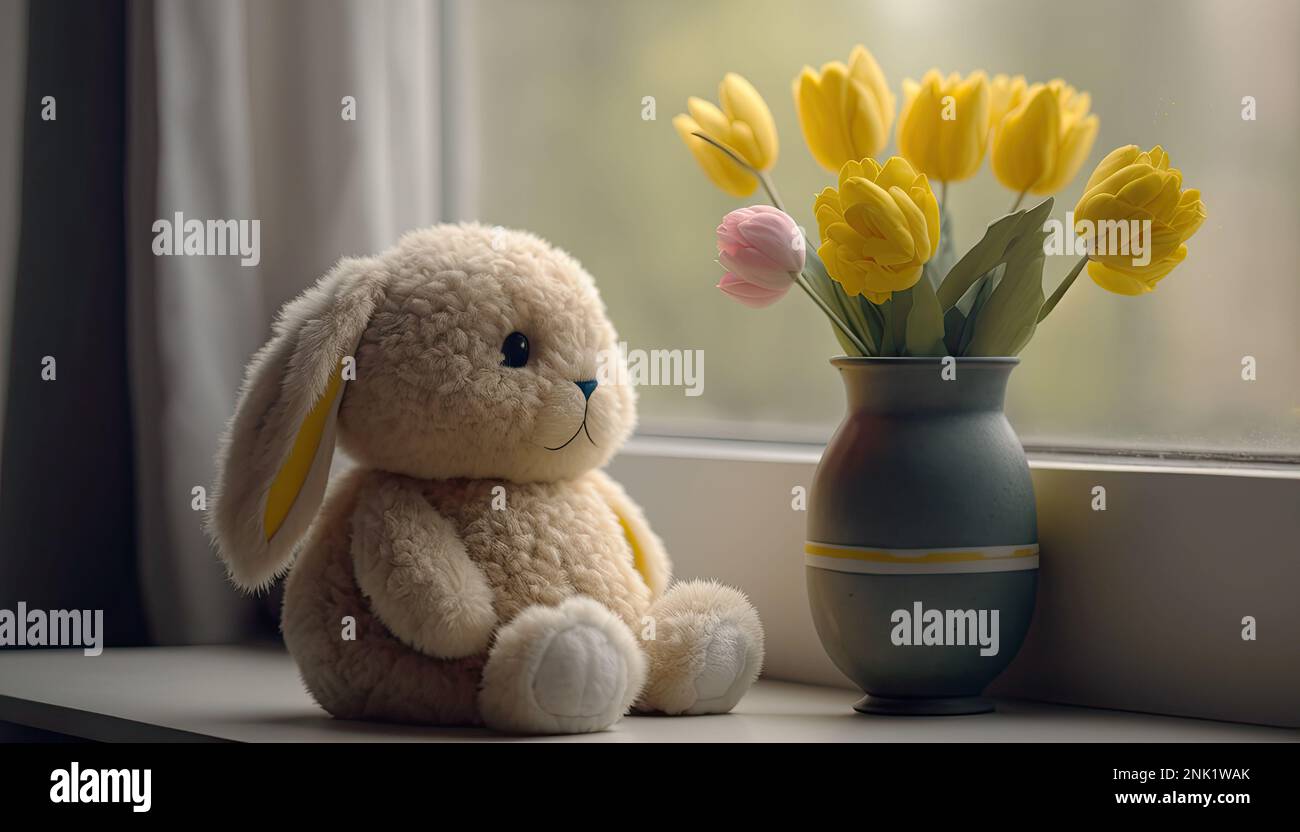 Cute adorable old-fashioned soft plush bunny toy Stock Photo - Alamy