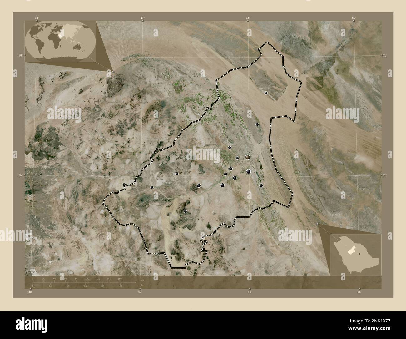 Al Qasim, region of Saudi Arabia. High resolution satellite map ...