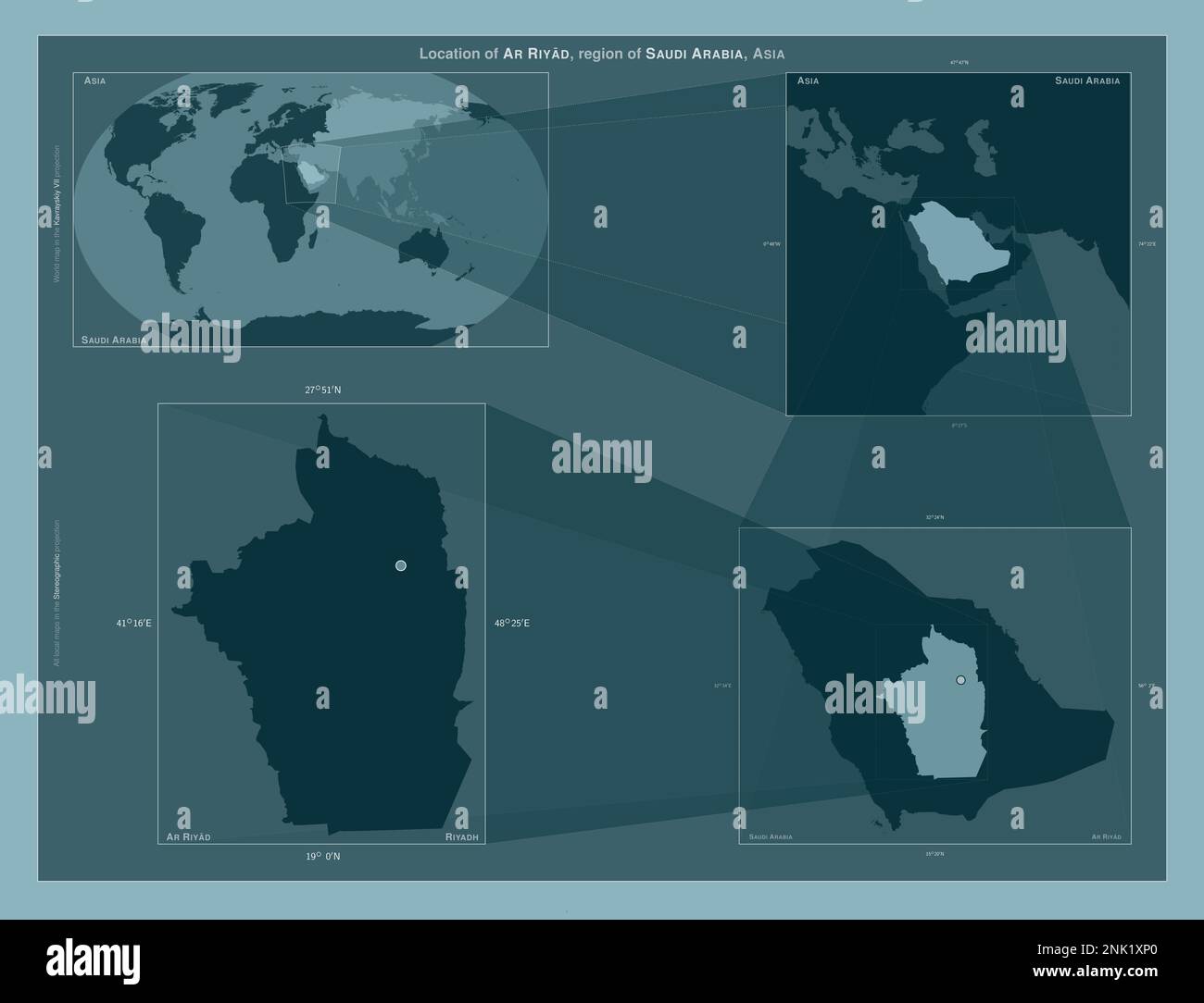 Ar Riyad, region of Saudi Arabia. Diagram showing the location of the ...