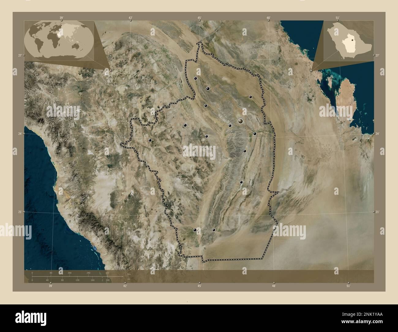Ar Riyad, region of Saudi Arabia. High resolution satellite map ...