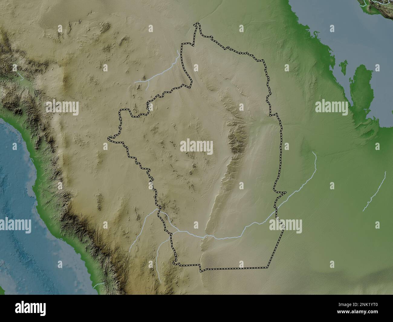 Ar Riyad, region of Saudi Arabia. Elevation map colored in wiki style ...