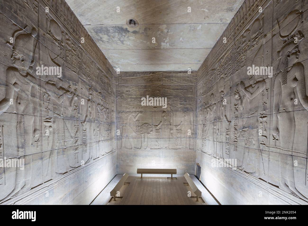 Reliefs in the inner sanctuary, Philae temple, Aswan, Egypt Stock Photo ...